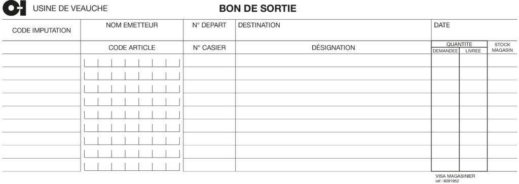 Bon de sortie - Imprimerie Candel