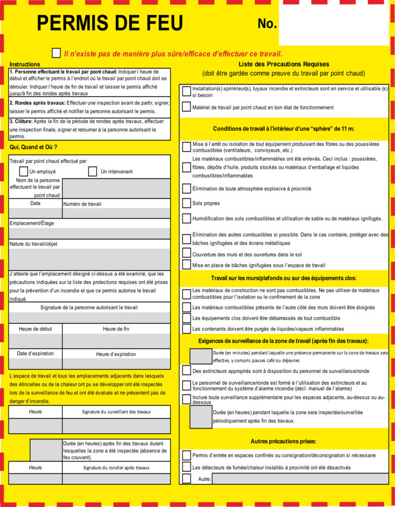 Permis de feu - Imprimerie Candel